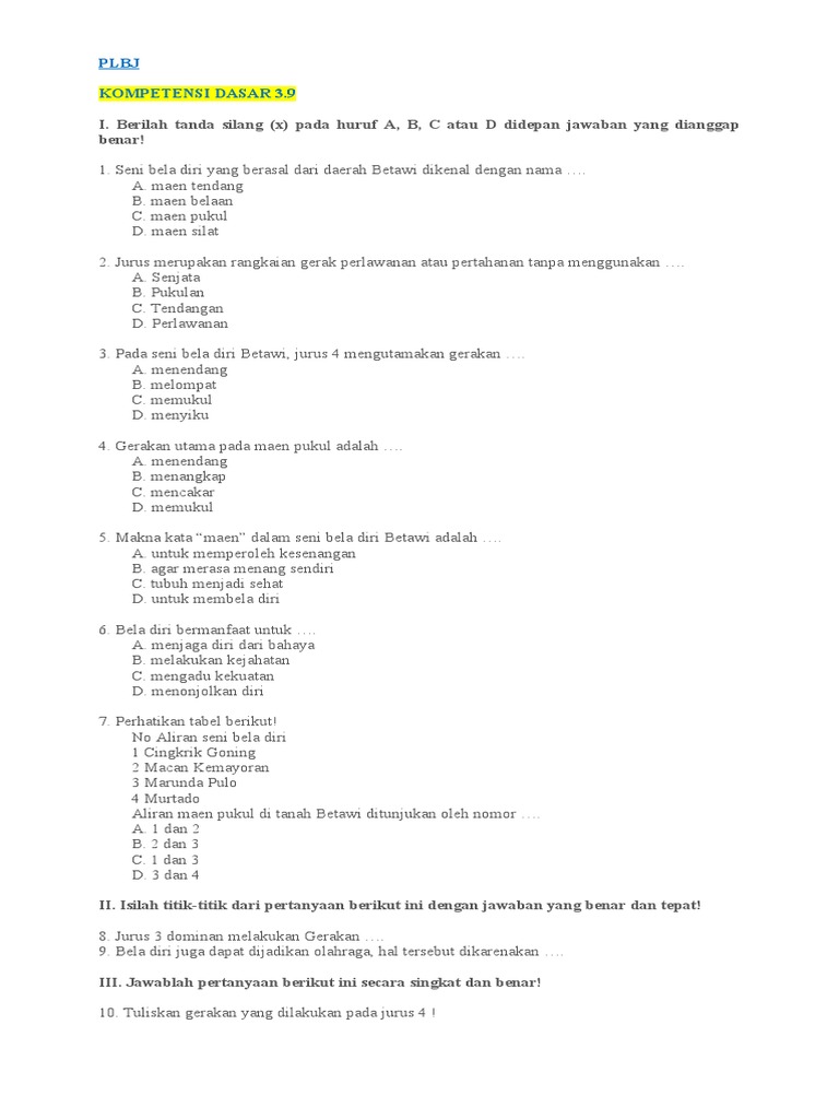 PTS PLBJ Kelas 5 Semester Ii | PDF