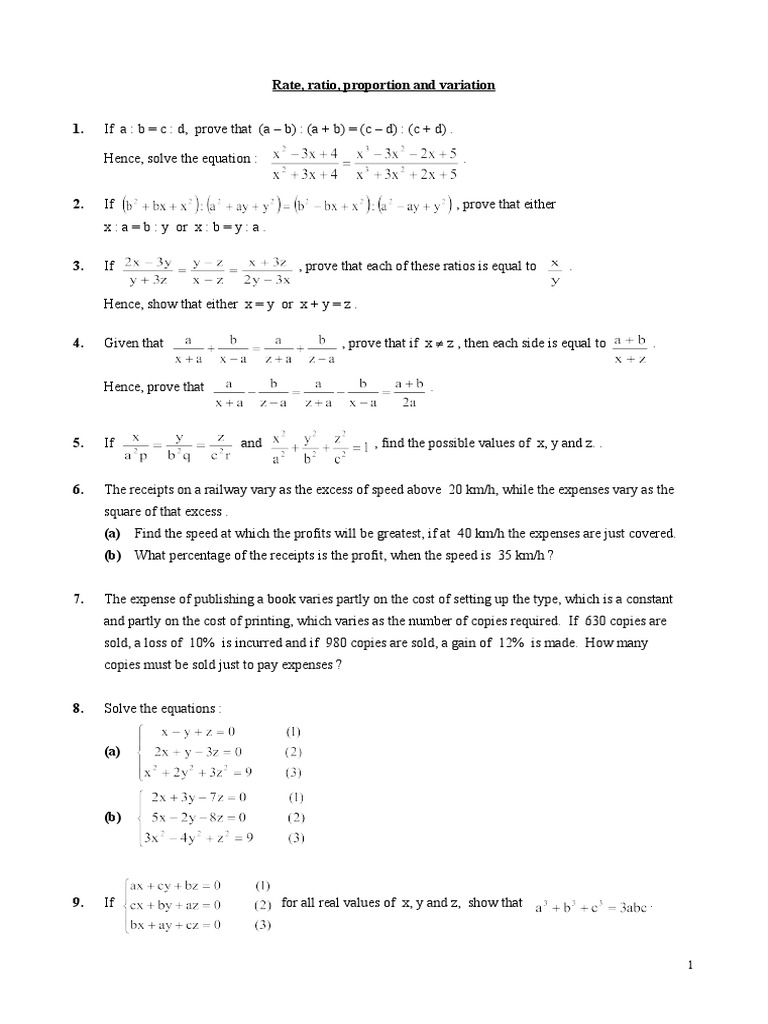 Ratio and Proportion Problem Solving | PDF