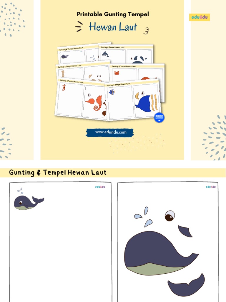 Printable Edundu Gunting Tempel Hewan Laut | PDF | Ilmu Sosial