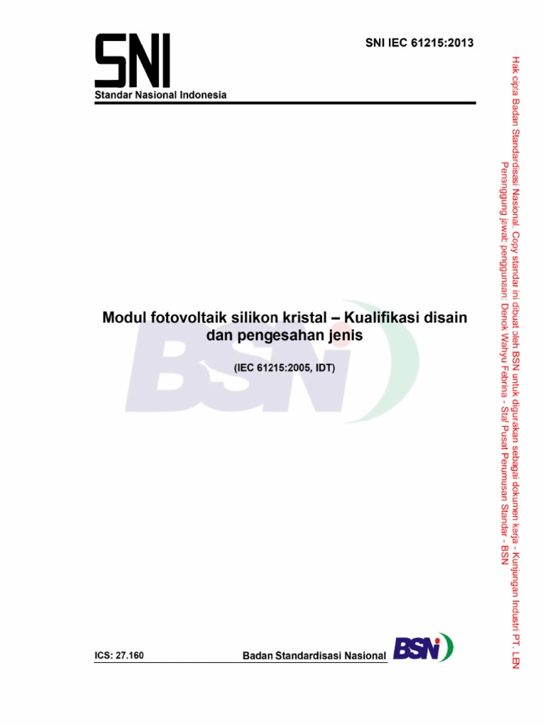 Sni Iec 61215-2013 | PDF