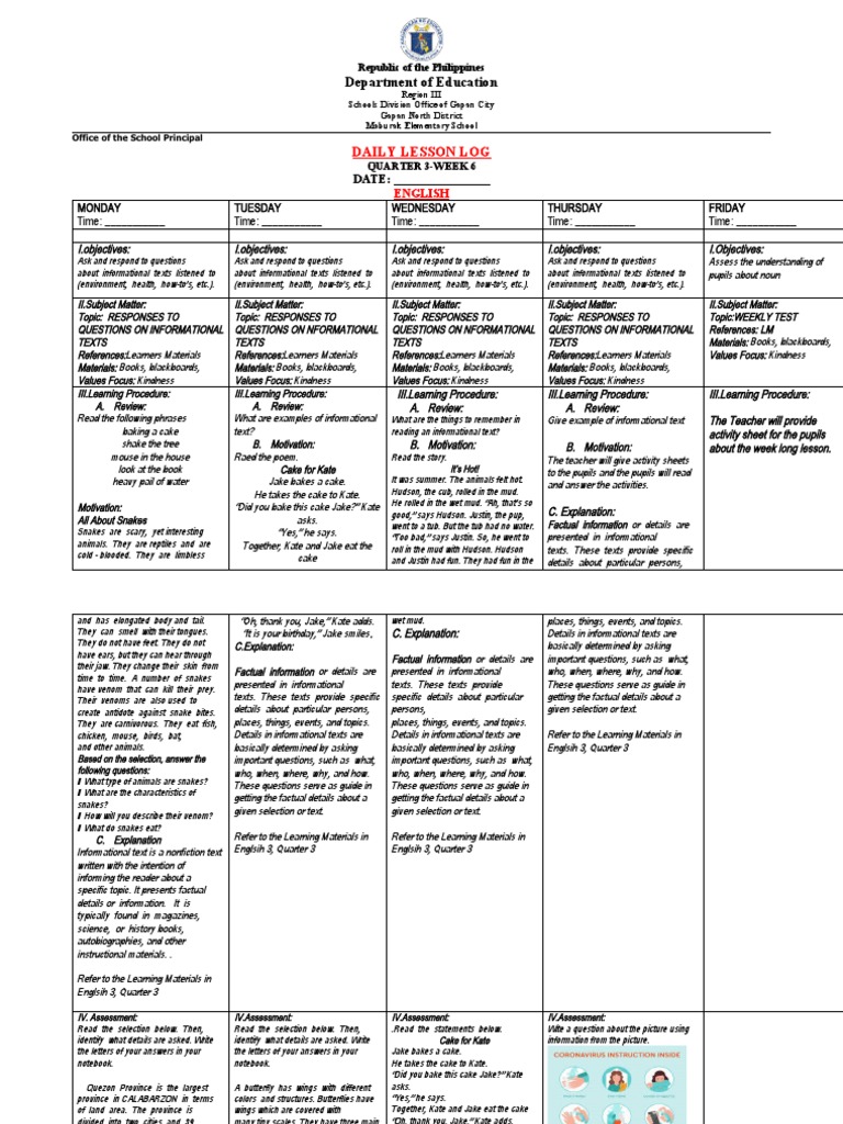 DLL Q3 Week6 | PDF | Snake | Learning