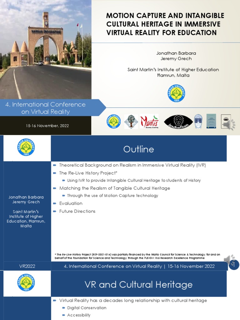 Motion Capture and Intangible Cultural Heritage in Immersive Virtual Reality For Education | PDF ...