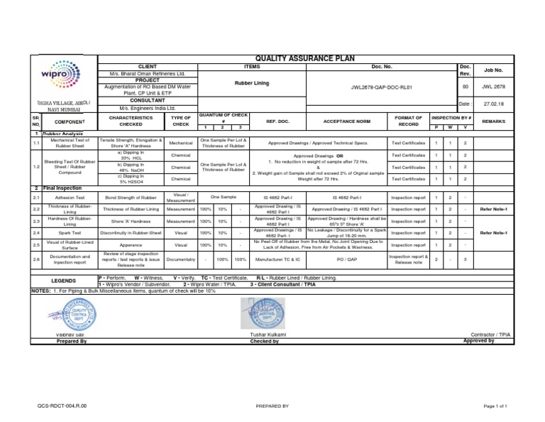 QAP - Rubber liningBORL | Download Free PDF | Physical Sciences | Building Engineering