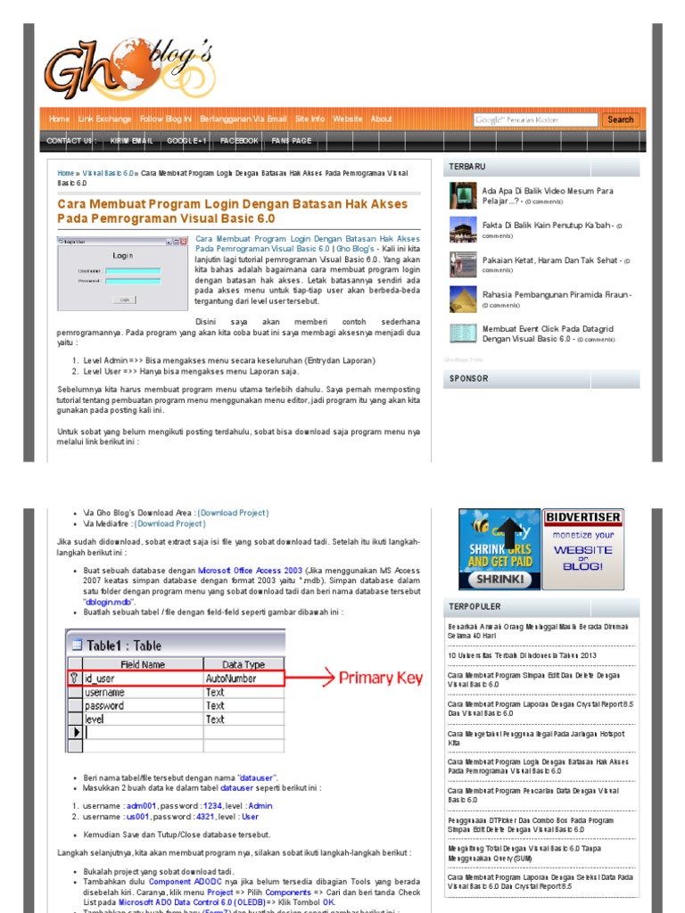 Cara Membuat Program Login Dengan Batasan Hak Akses Pada Pemrograman ...