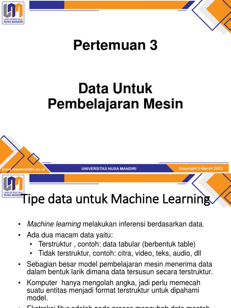 Pertemuan 3 Pembelajaran Mesin | PDF