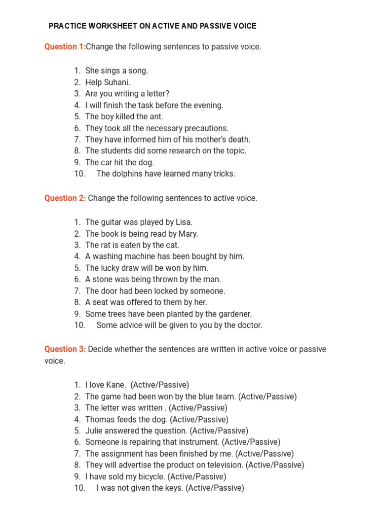 Circular 20230311134446 Practice Worksheet - Active and Passive Voice ...