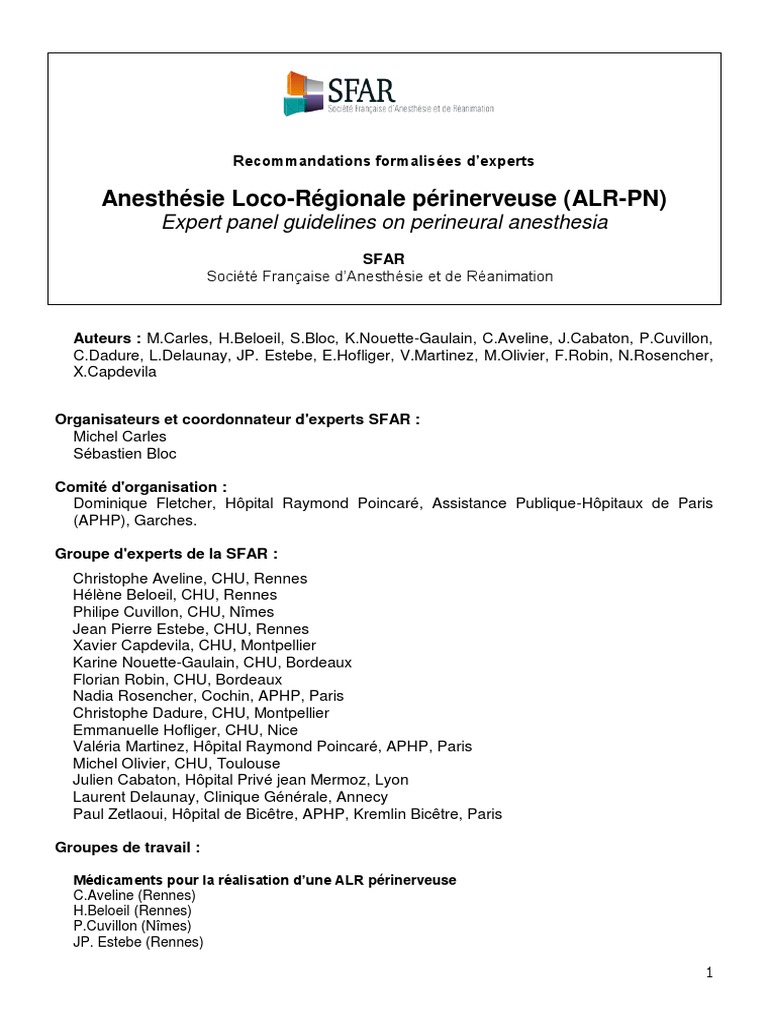 2 Rfe Alr 2016 | PDF | Anesthésie | Hémostasie