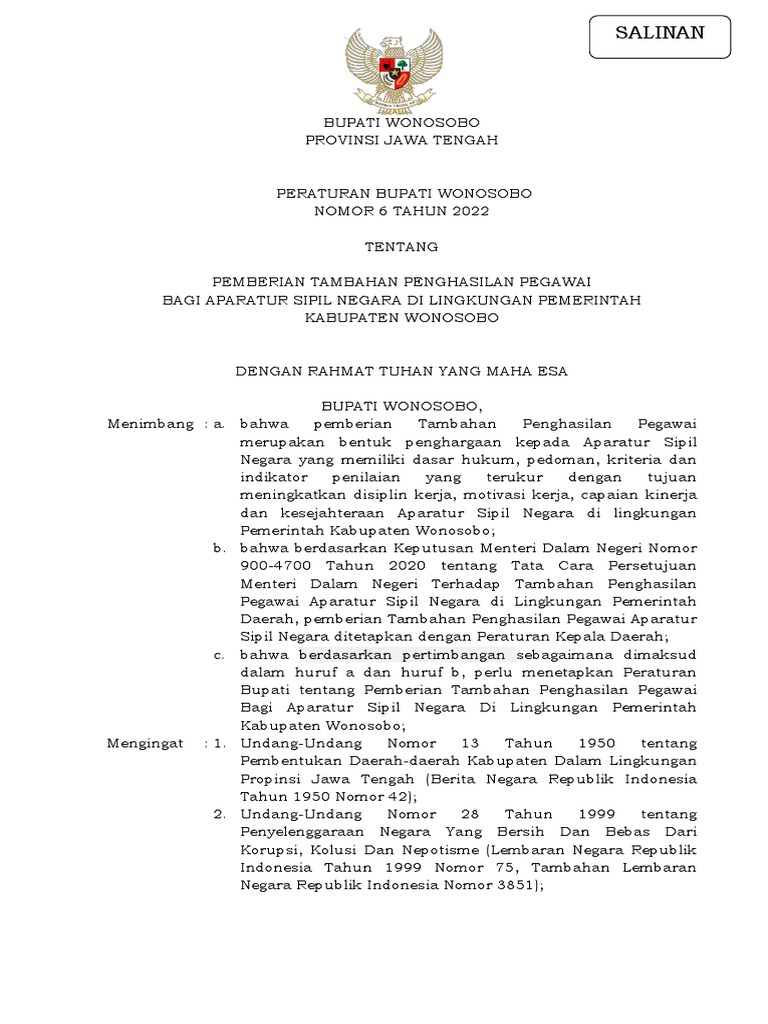 PERBUP 6 TH 20221 | PDF