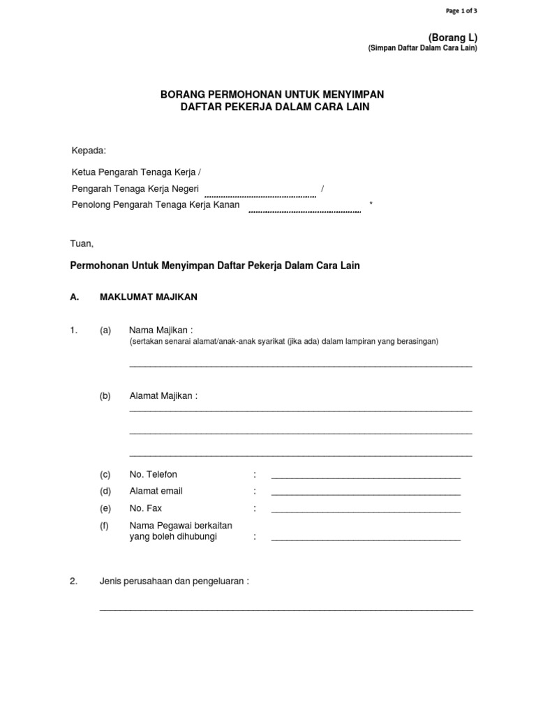 Borang L Simpan Daftar Cara Lain | PDF