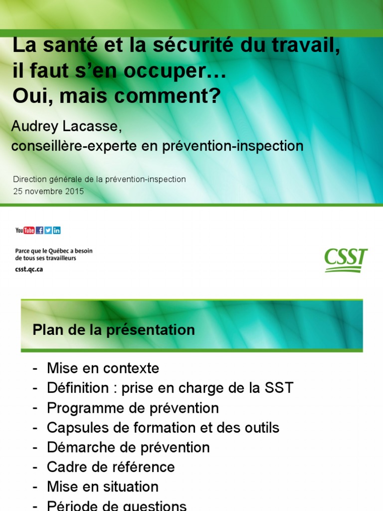 Sante Securite Travail Audrey Lacasse | PDF | Risque | Prophylaxie