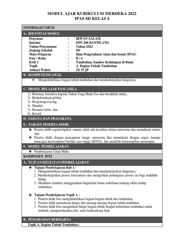 Modul Ajar Ipas PDF | PDF