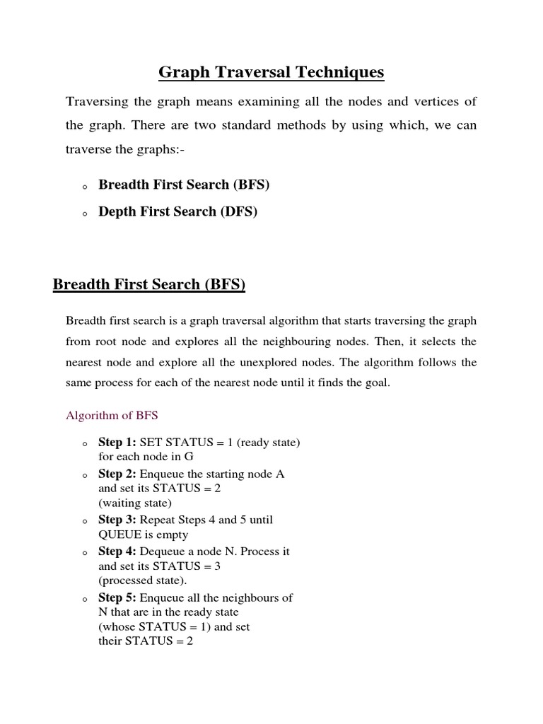Traversing The Graph Bfs Pdf Combinatorics Computational Complexity Theory