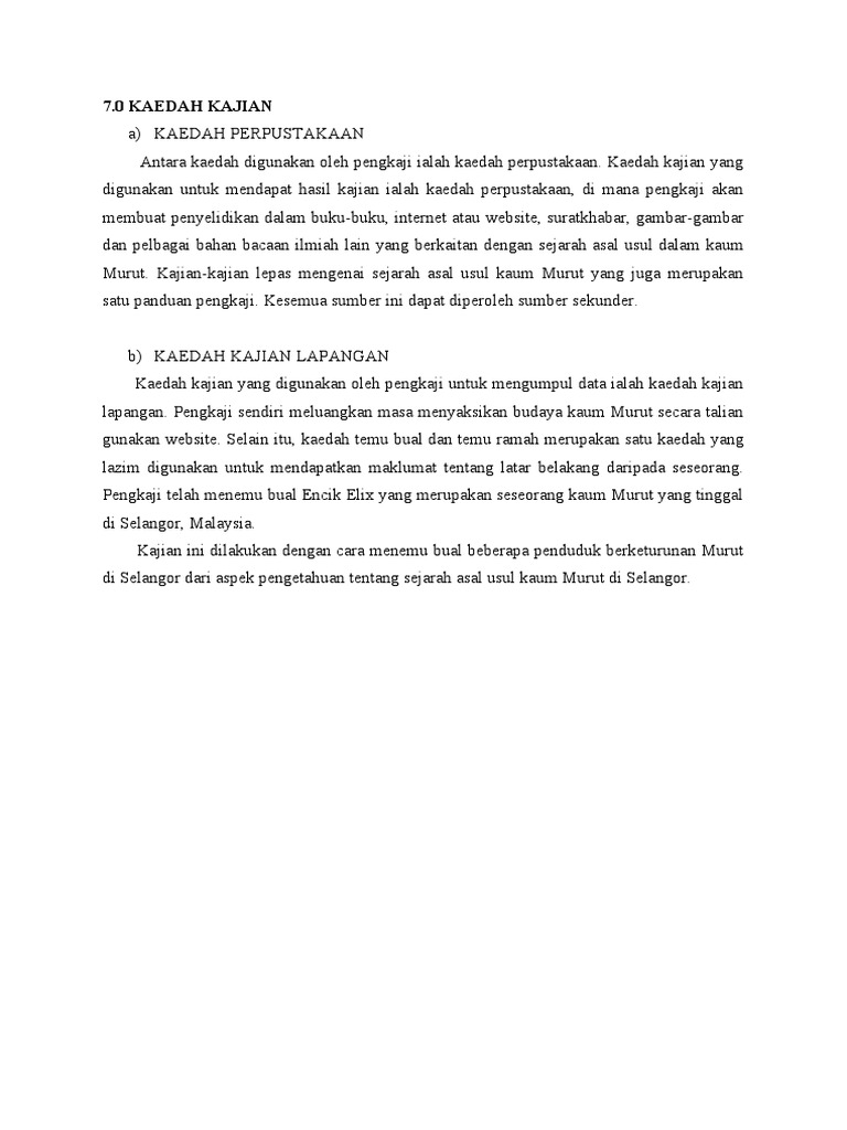 7.0 Kaedah Kajian | PDF