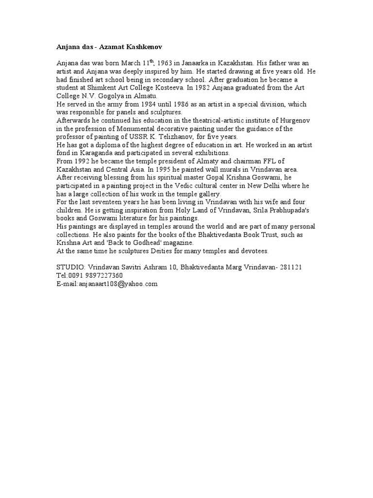 Anjana Dasa Bio | PDF