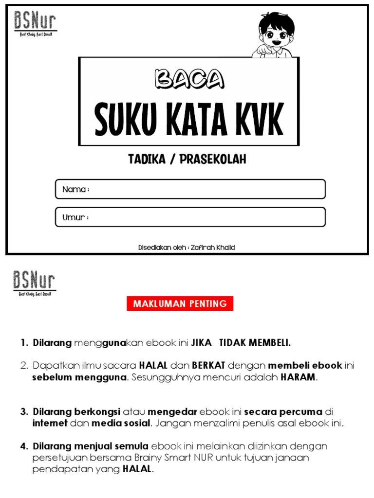 Baca (Suku Kata KVK) FREE | PDF