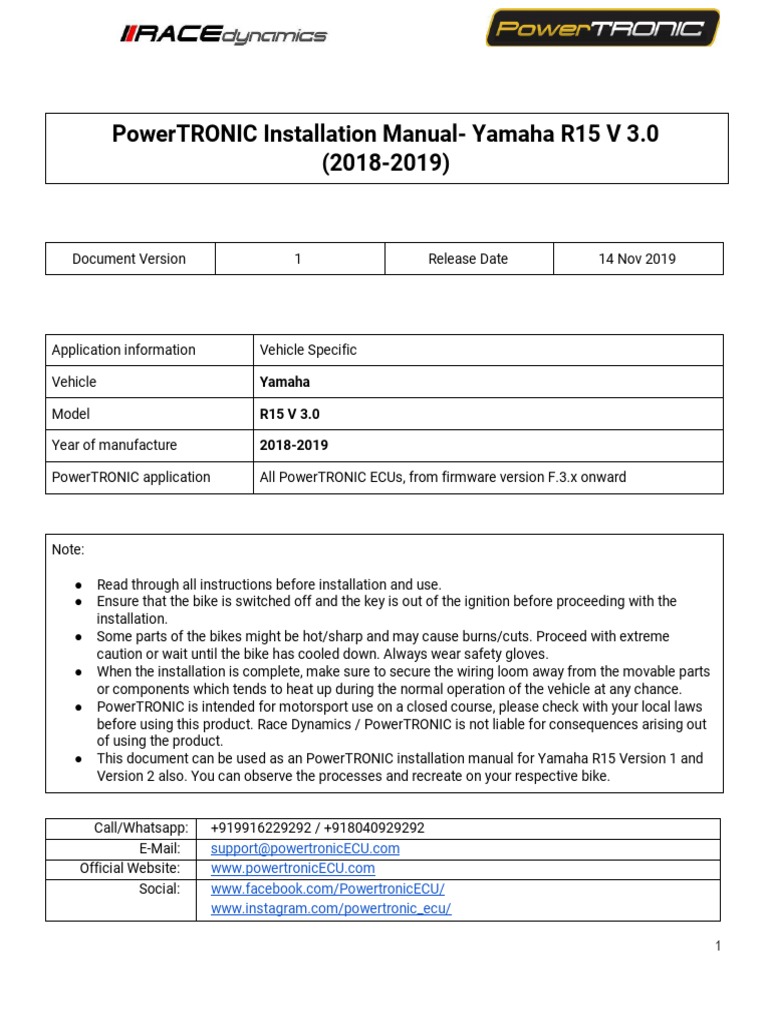 PT Installation Yamaha YZF R15 V3.0 Min | PDF | Electrical Connector | Ignition System