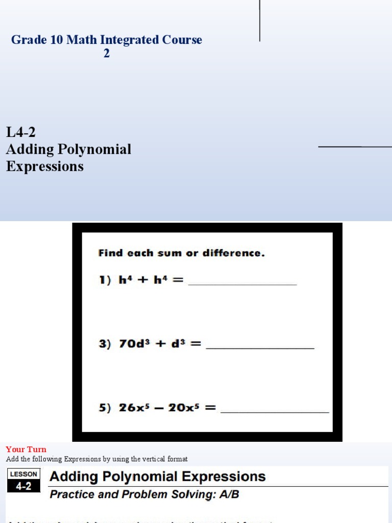 L4-2 Adding Polynomial Expressions by Ghada 2 | PDF