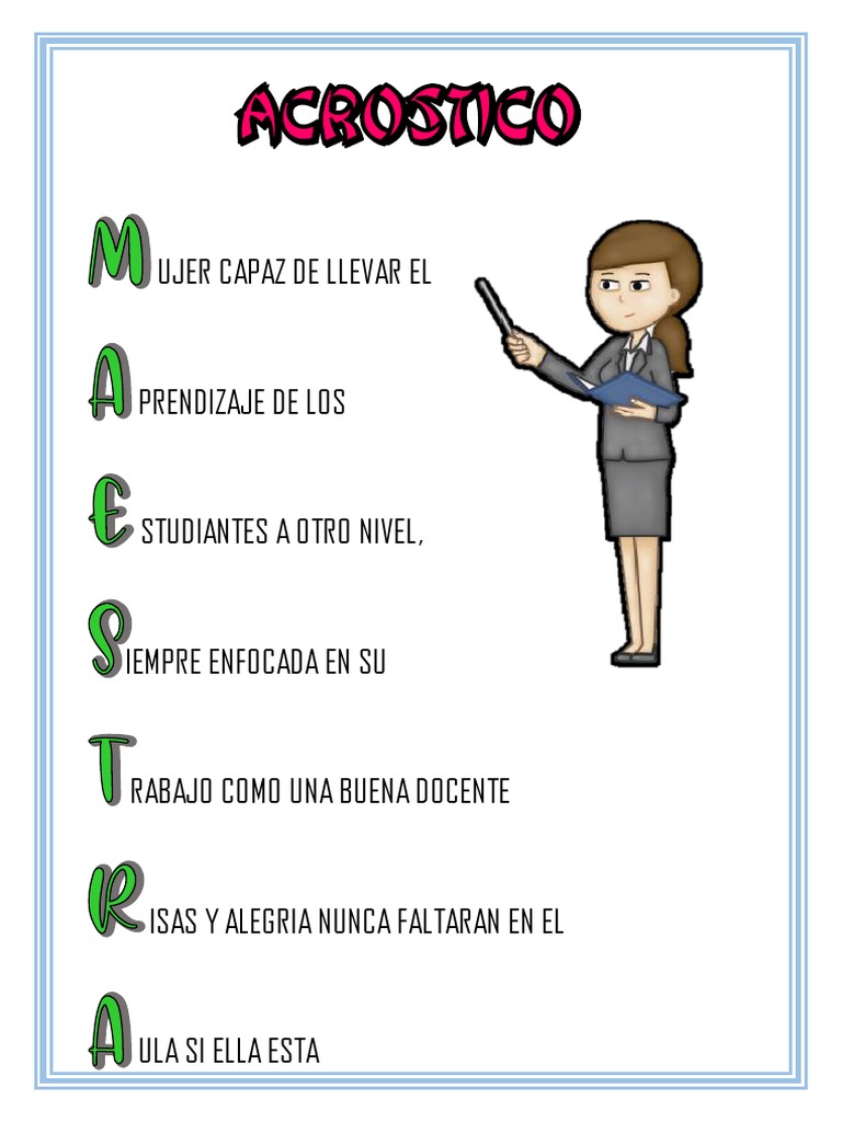 Acrostico Dia Del Maestro | PDF