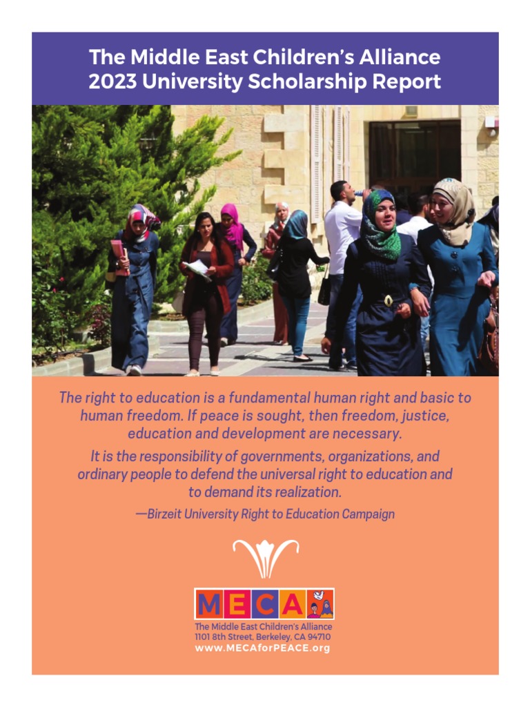 MECA University Scholarship Report 2023 | PDF | Palestinian Refugees ...