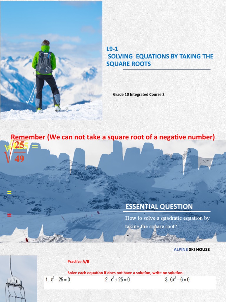 L9-1 Solving Equations by Taking The Square Roots 2 | PDF