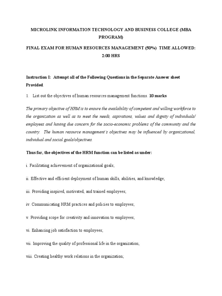 HRM Final Exam-1 | PDF | Occupational Safety And Health | Human Resource Management