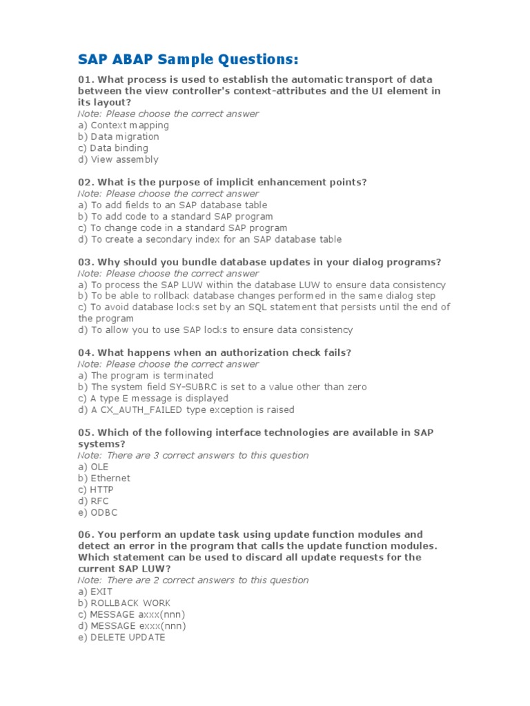 ABAP1 | PDF | Class (Computer Programming) | Databases