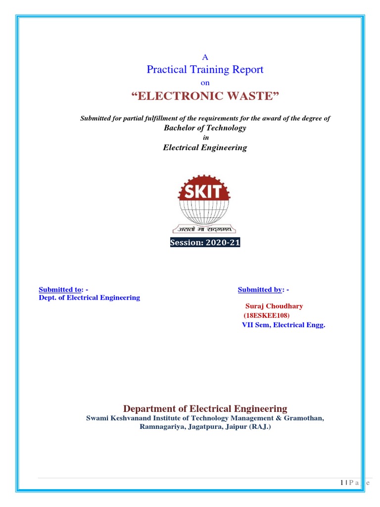Suraj Choudhary - 18ESKEE108 - Its Lab Report | PDF | Electronic Waste ...
