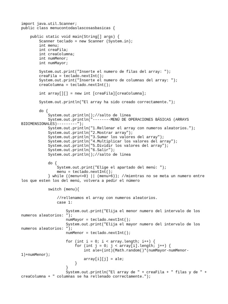 Menu de matrices | PDF | Informática | Datos
