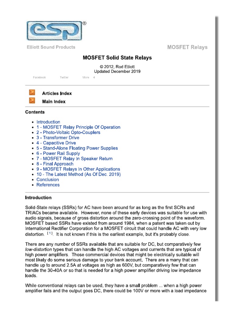 Mosfet Solid State Relays Pdf