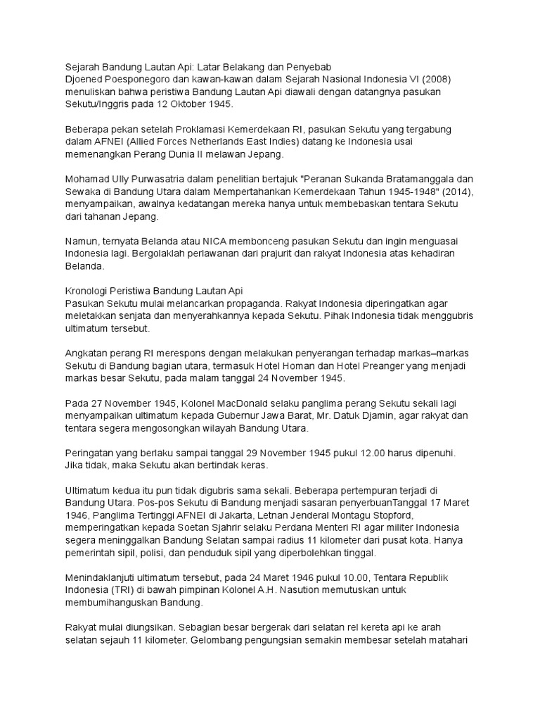 Sejarah Bandung Lautan Api | PDF