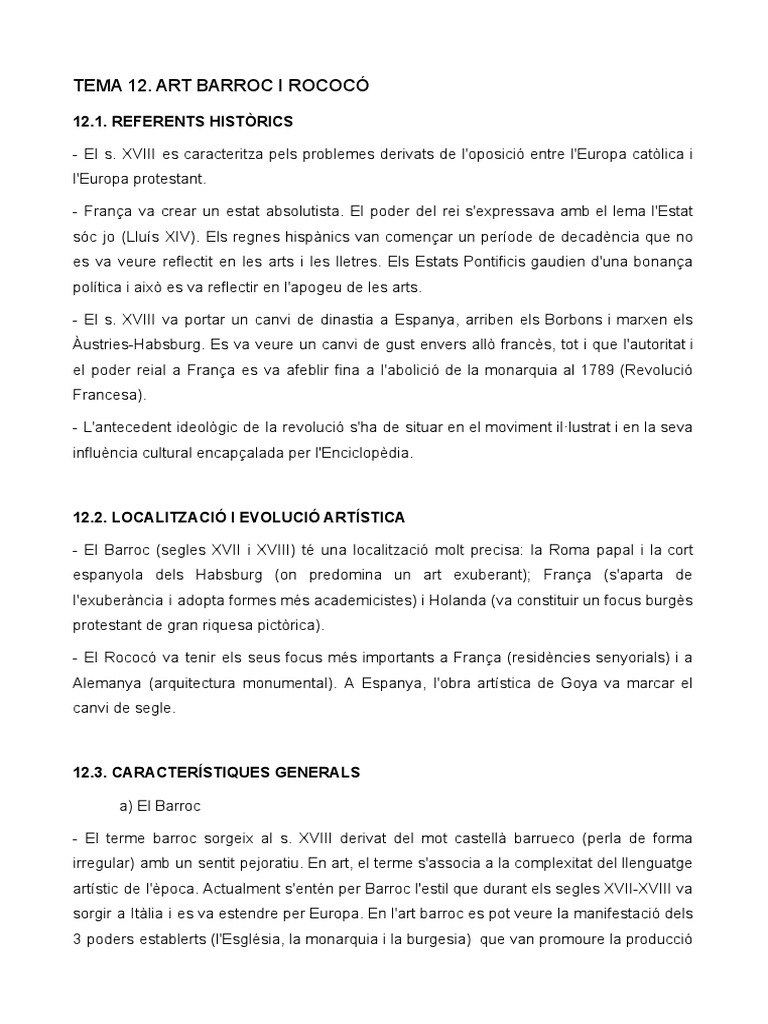Apunts Art Barroc I Roccocó | PDF