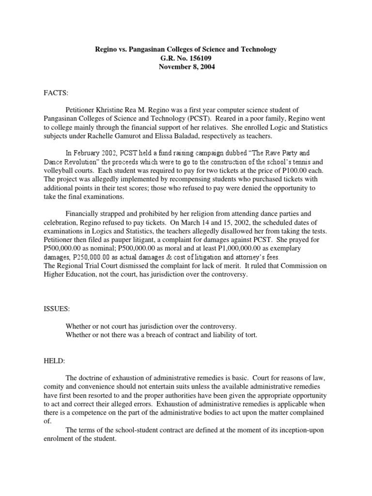 Regino Vs PCST Oblicon | PDF | Lawsuit | Damages