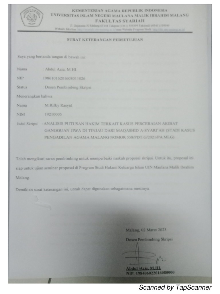 Contoh Persetujuan Sempro | PDF