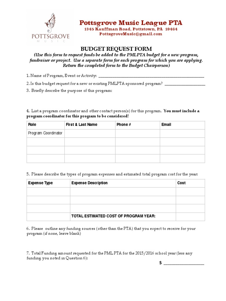 Basic Budget Request Form | PDF