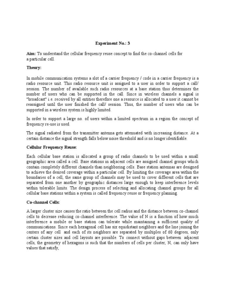 Exp 3 Frequency Reuse | PDF | Cellular Network | Radio