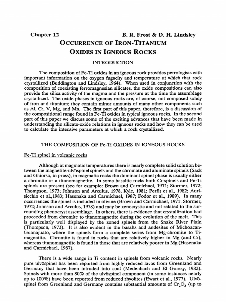 Occurrence of Iron-Titanium Oxides in Igneous Rocks1 | PDF | Igneous ...