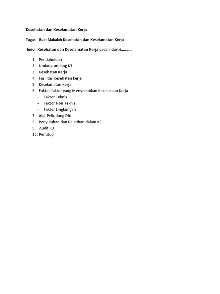 KUIS - Kesehatan Dan Keselamatan Kerja (K3) | PDF
