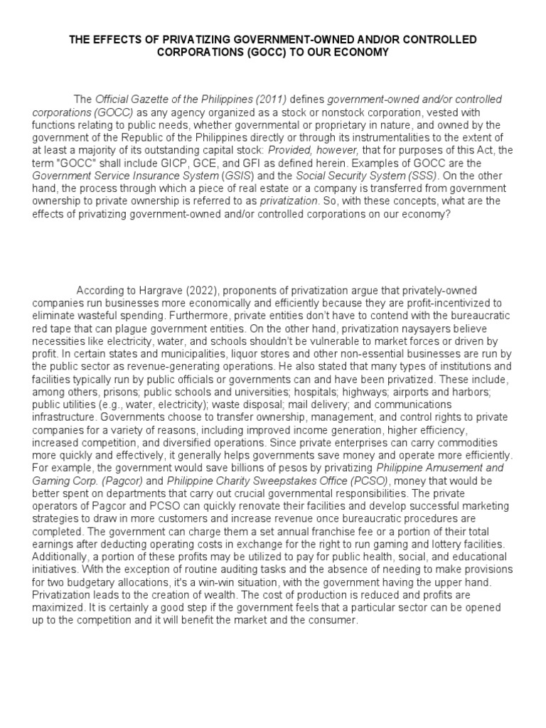 The Effects of Privatizing Government | PDF | Privatization | Monopoly