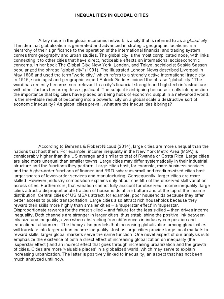 Inequalities in Global Cities | PDF | Economic Inequality ...