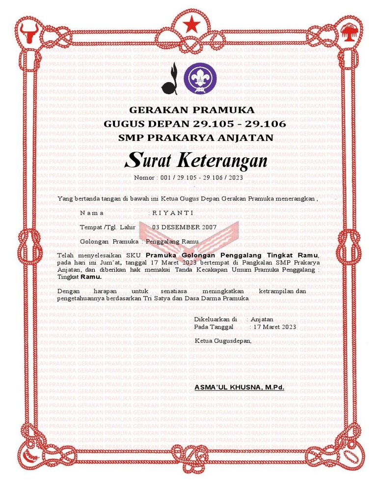Piagam SKU Penggalang Ramu | PDF