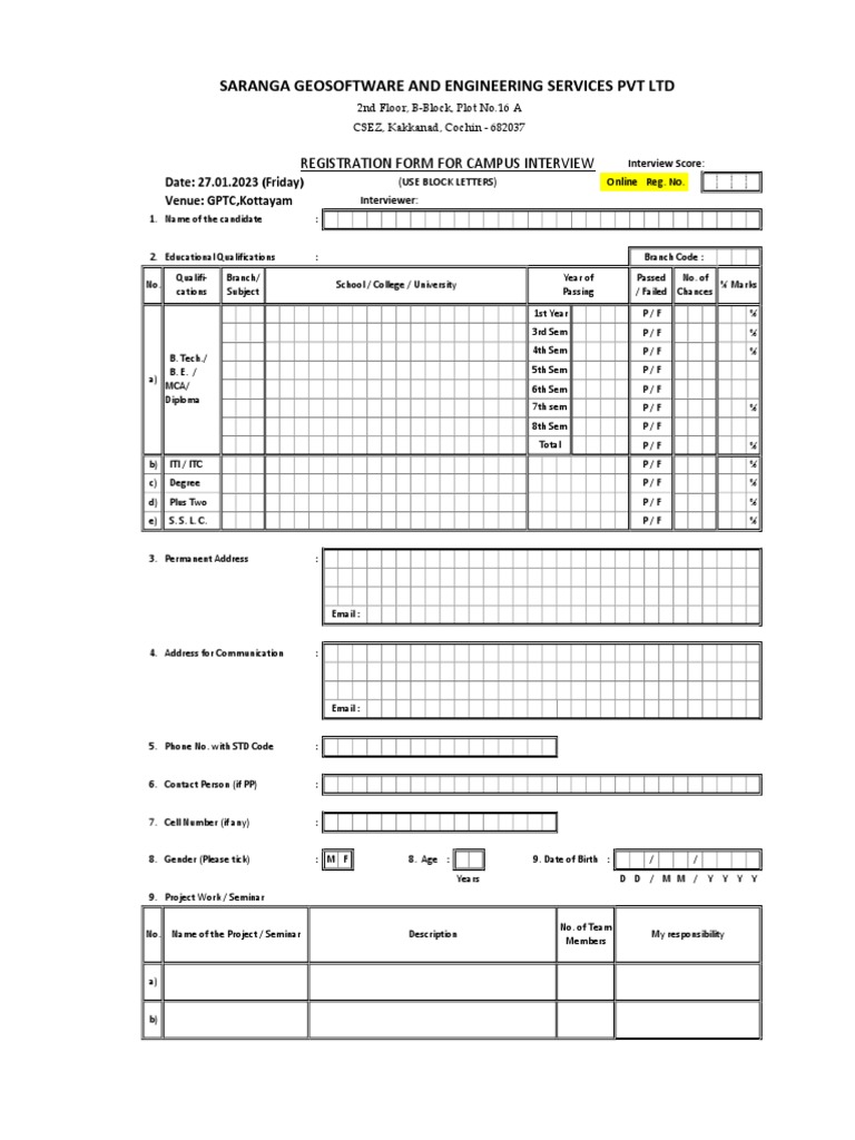 GPTC Kottayam Registration Form.pdf | PDF | Cognitive Science