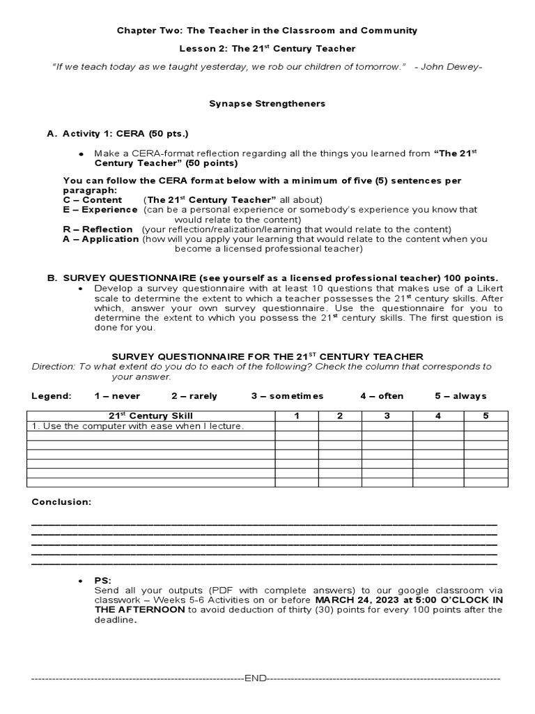 Weeks 5-6 ACTIVITIES | PDF | Teachers | Questionnaire
