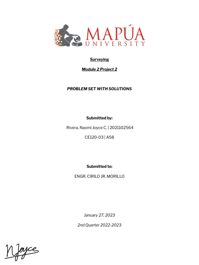 Project For Module 2 - Problem Set With Solution | PDF | Geodesy | Metrology