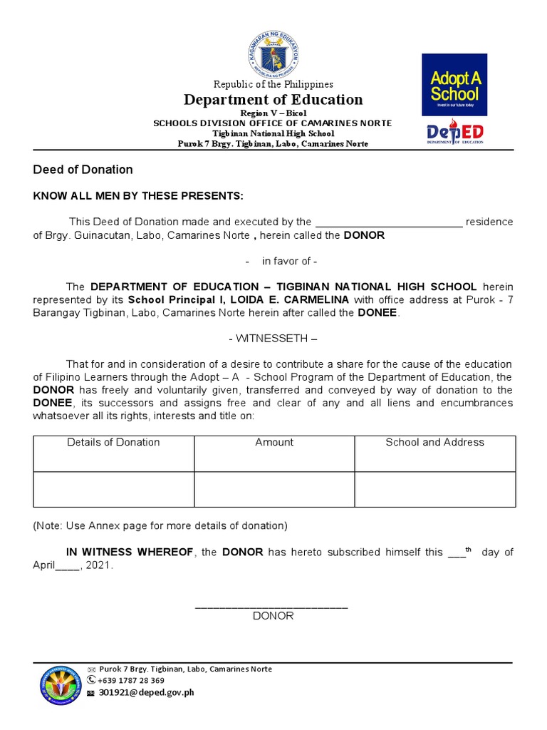 Deed-Of-Donation Acceptance Acknowledgement | PDF | Philippines | Real ...