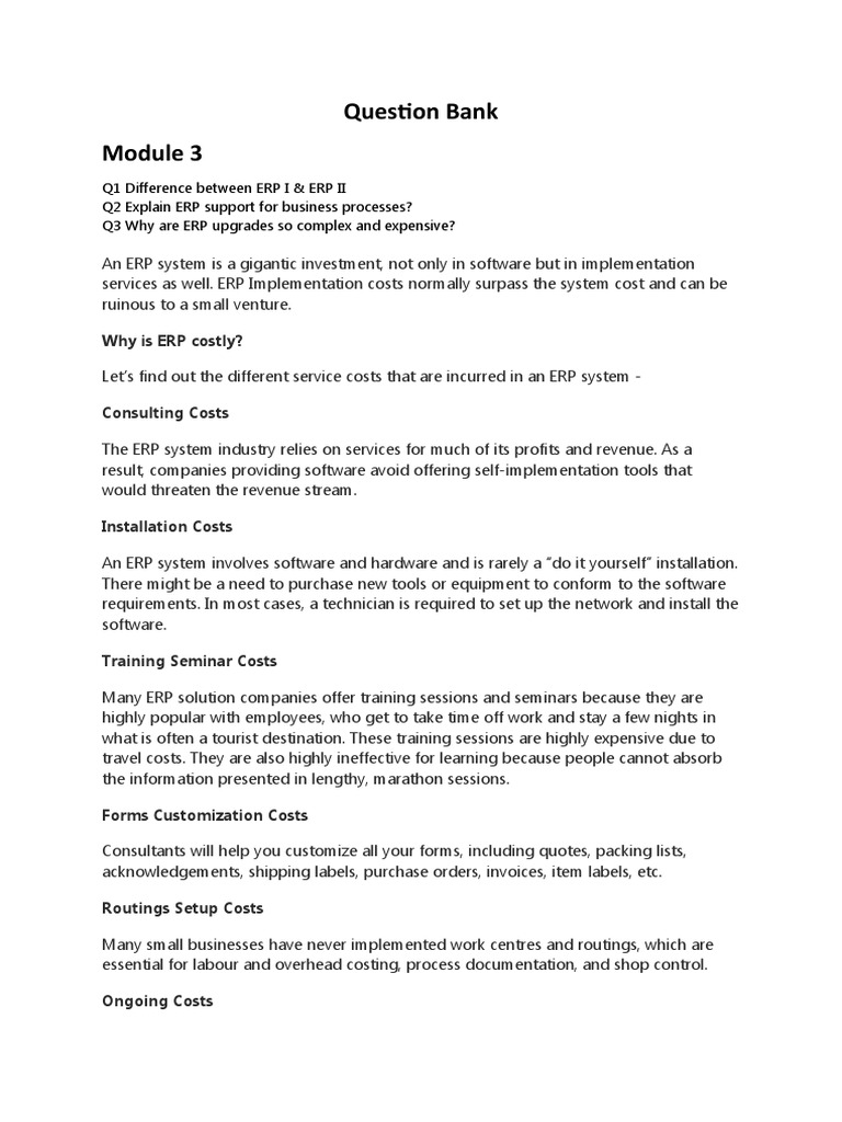 Question Bank - MIS - Module 3 N 4 | PDF | Enterprise Resource Planning | Artificial Intelligence
