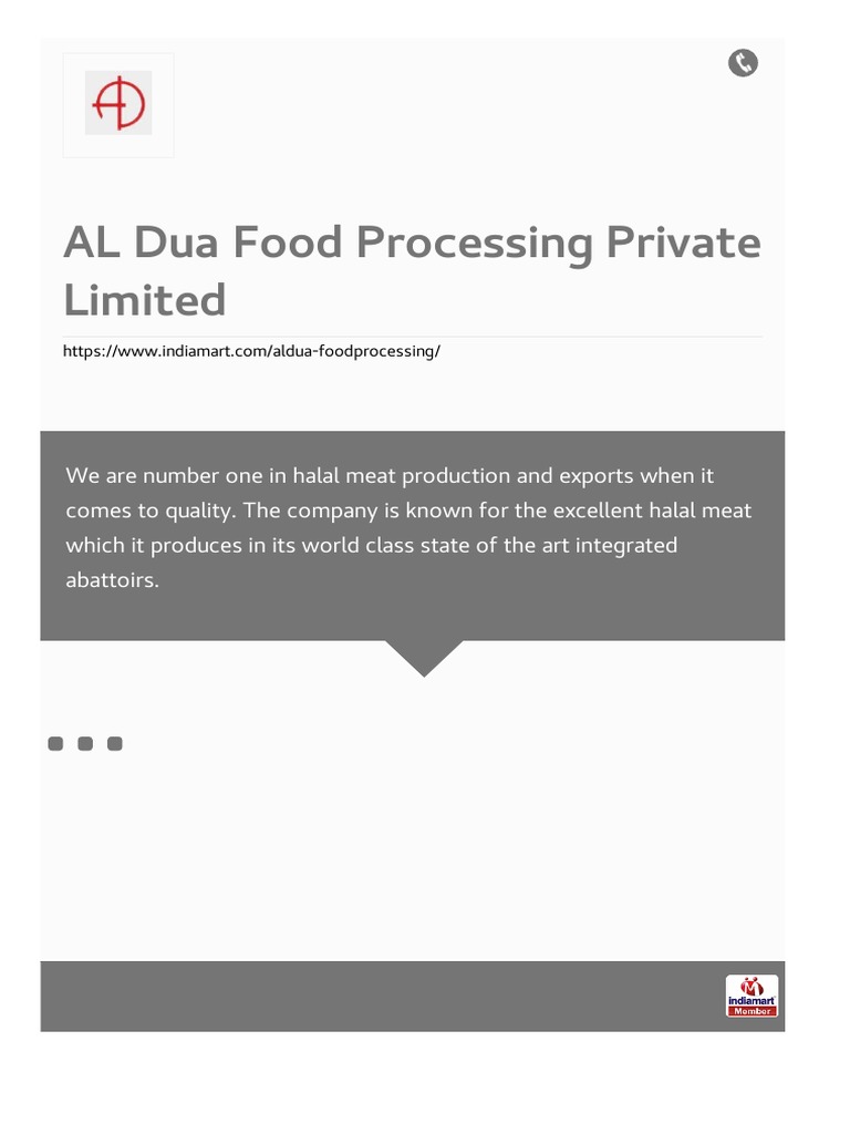 Al Dua Food Processing Private Limited | PDF | Meat | Chuck Steak