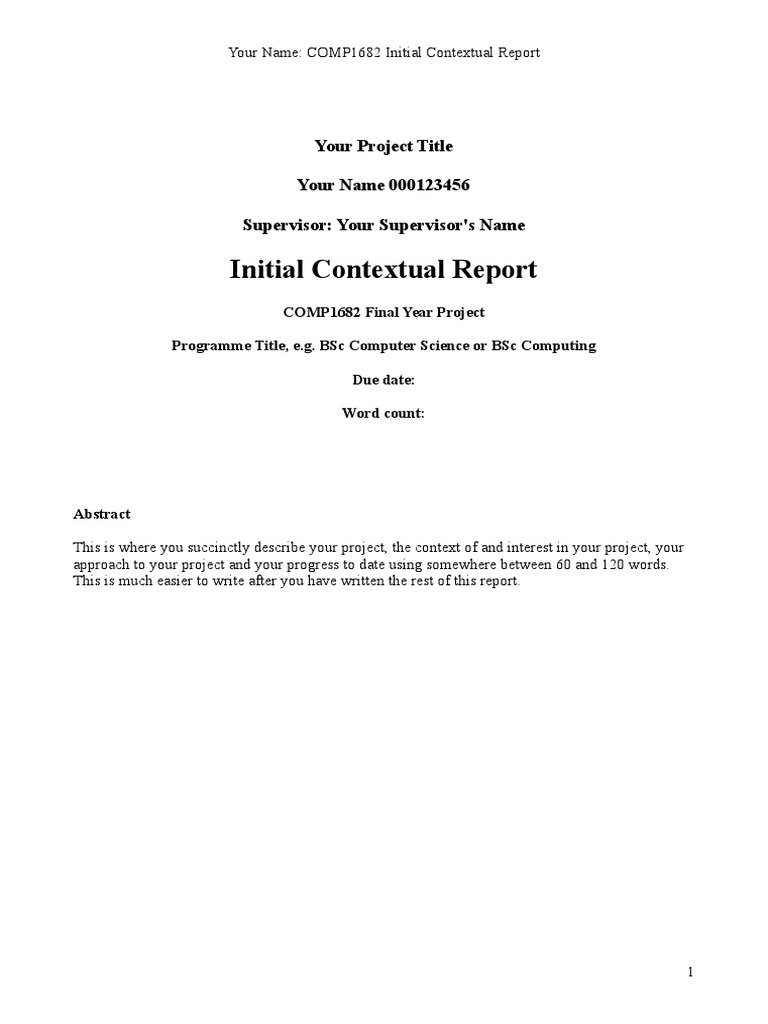 Week 10 Initial Contextual Report Template | PDF | Databases | Computing