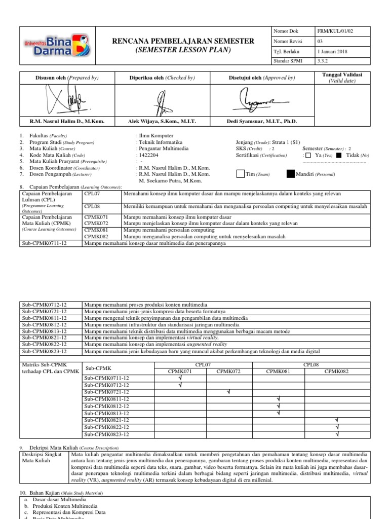 12 - RPS Pengantar Multimedia | PDF