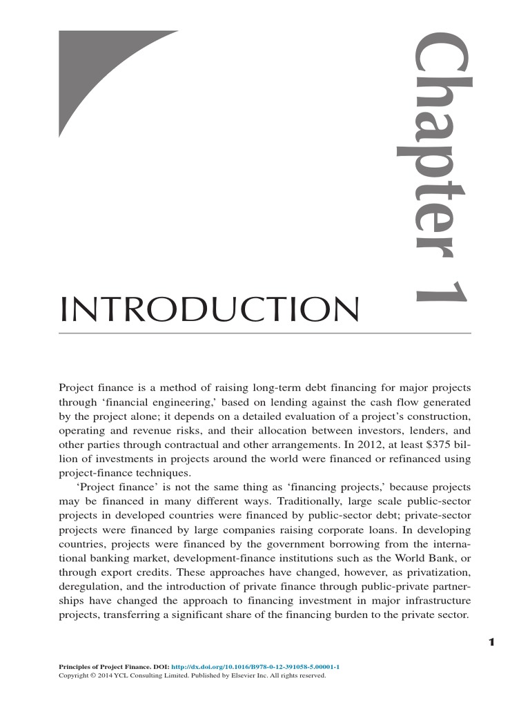 Chapter 1 - Introduction - 2014 - Principles of Project Finance | PDF ...