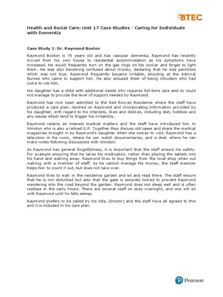 Dementia Care Case Studies | PDF | Dementia | Clinical Medicine